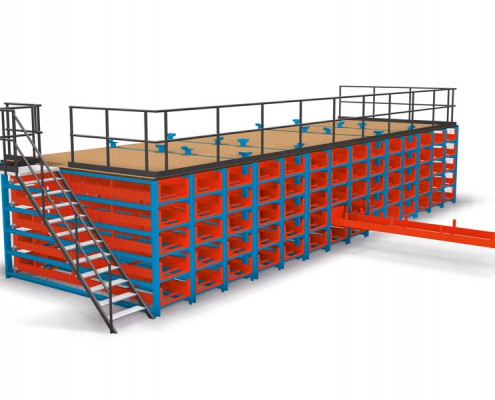 Wabenregale von Bartels, Honeycomb Regal auch mit Lagerbühne