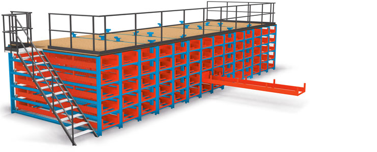 Wabenregale von Bartels, Honeycomb Regal auch mit Lagerbühne